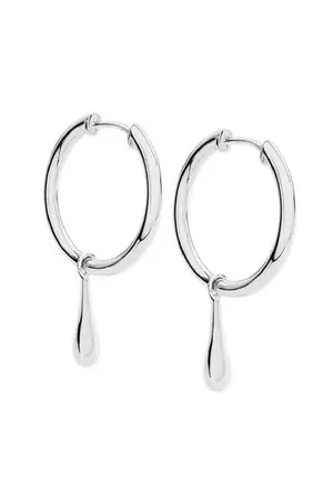 LUCY QUARTERMAINE Drop Hoop Earrings - Sterling Silver