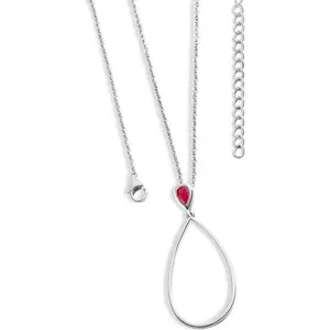 LUCY QUARTERMAINE Long Petal Drop Necklace With Pear Cut Ruby - Sterling Silver