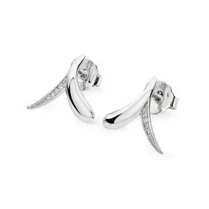 LUCY QUARTERMAINE Sycamore Stud Earrings In Gold Vermeil With White Topaz Sterling Silver
