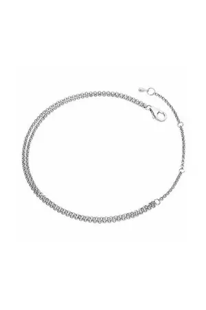 LUCY QUARTERMAINE Double Chain Drop Anklet - Sterling Silver
