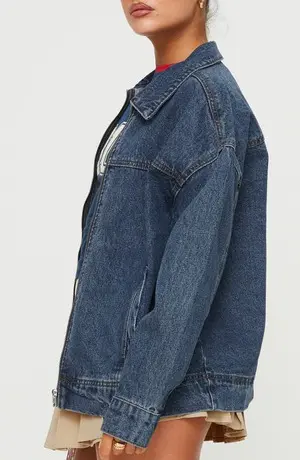 Princess Polly Goldsmith Denim Bomber Jacket