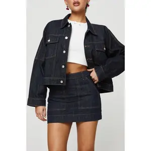 Princess Polly Hughes Boxy Crop Denim Jacket