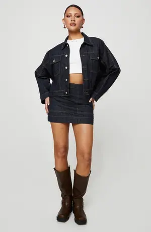 Princess Polly Hughes Boxy Crop Denim Jacket