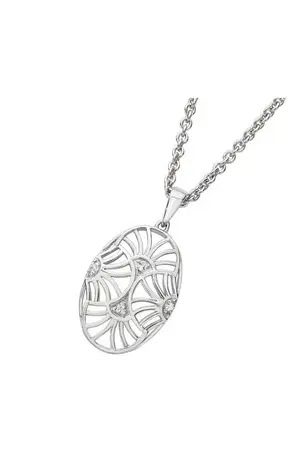 LUCY QUARTERMAINE Art Deco Oval Pendant - Sterling Silver