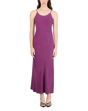 POINT Faux Suede Slip Dress - Plum