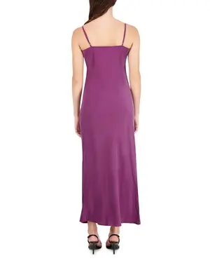 POINT Faux Suede Slip Dress - Plum