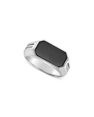 Lagos Sterling Silver Anthem Onyx Octagon Ring - Black/silver