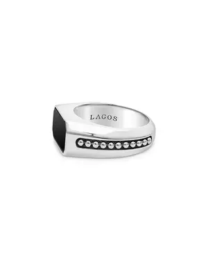 Lagos Sterling Silver Anthem Onyx Octagon Ring - Black/silver
