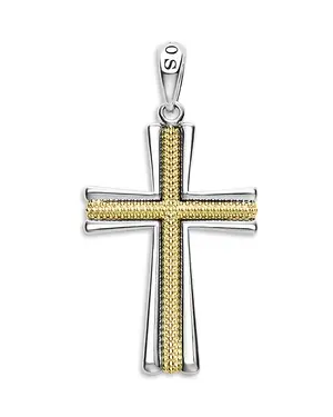 Lagos 18k Yellow Gold & Sterling Silver Anthem Caviar Cross Pendant - Gold/silver