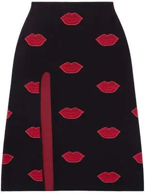 Stella McCartney Lips-print Knit Midi Skirt