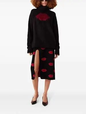 Stella McCartney Lips-print Knit Midi Skirt