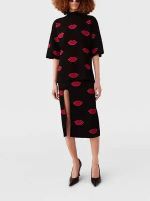 Stella McCartney Lips-print Knit Midi Skirt