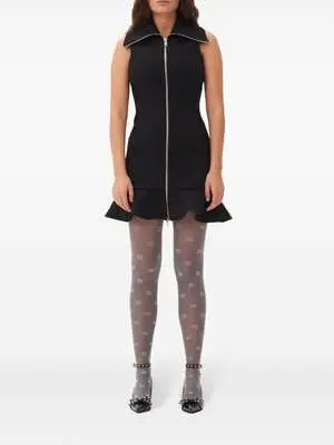 GANNI Zip-up Crepe Mini Dress