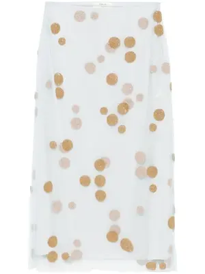 Fendi Bead-embellished Tulle Midi Skirt - Blue