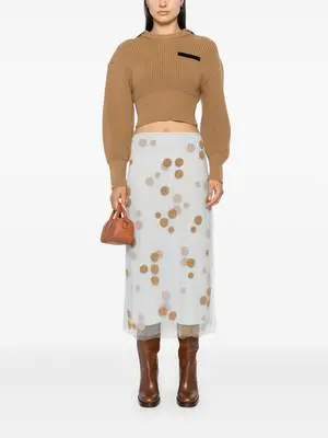 Fendi Bead-embellished Tulle Midi Skirt - Blue