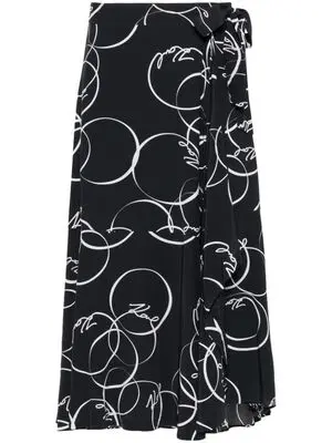 Karl Lagerfeld Circle Print Wrap Skirt
