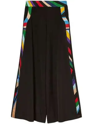 Emilio Pucci Iride-print Trim Palazzo Trousers - Black