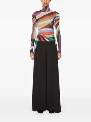Emilio Pucci Iride-print Trim Palazzo Trousers - Black