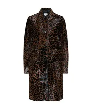 TOTEME Leopard-print Calf Leather Coat - Brown