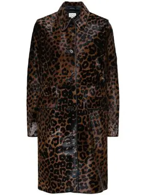 TOTEME Leopard-print Calf Leather Coat - Brown