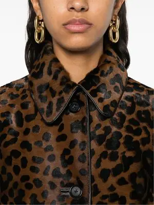 TOTEME Leopard-print Calf Leather Coat - Brown