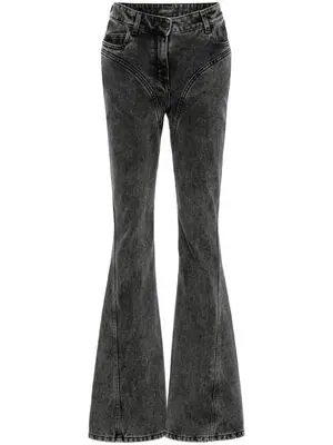 MUGLER Washed Flared Jeans - Black