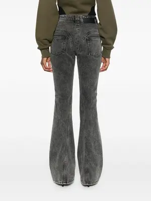 MUGLER Washed Flared Jeans - Black