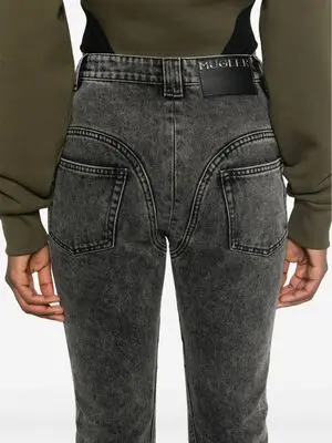 MUGLER Washed Flared Jeans - Black