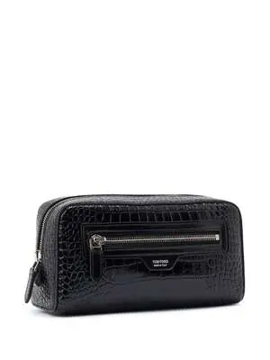 TOM FORD Crocodile-print Leather Wash Bag - Black