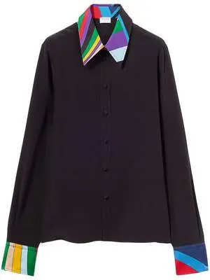 Emilio Pucci Abstract-print Trim Silk Shirt