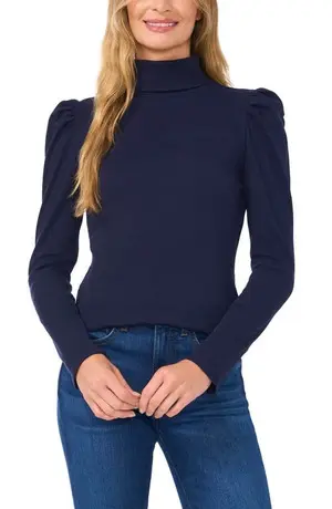 CECE DUPRAZ Gathered Sleeve Turtleneck Top