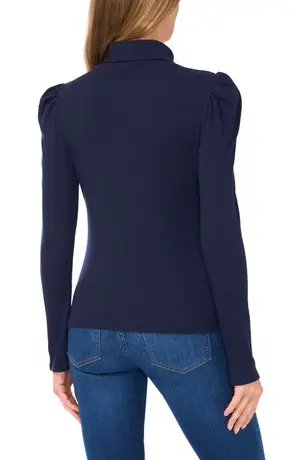 CECE DUPRAZ Gathered Sleeve Turtleneck Top