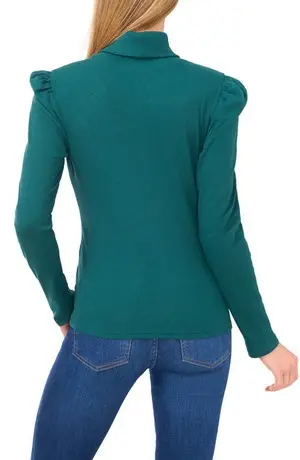 CECE DUPRAZ Gathered Sleeve Turtleneck Top