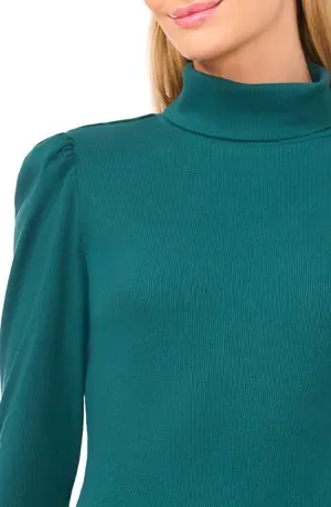 CECE DUPRAZ Gathered Sleeve Turtleneck Top