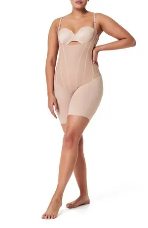 Spanx Spanxsculpt™ Totalcontour Open-bust Mid-thigh Bodysuit - Natural Bronze