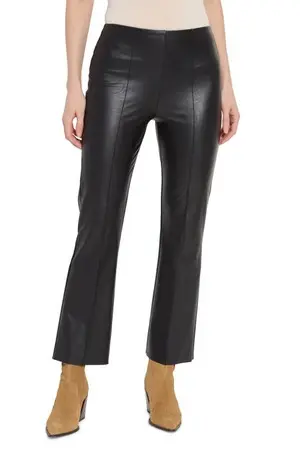 Lyssé Faux Leather Ankle Bootcut Pants - Black