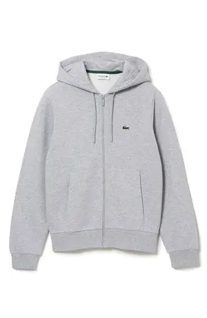 Lacoste Zip-up Fleece Hoodie - Silver Chine