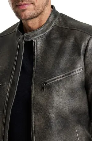 John Varvatos Keeler Racer Leather Jacket