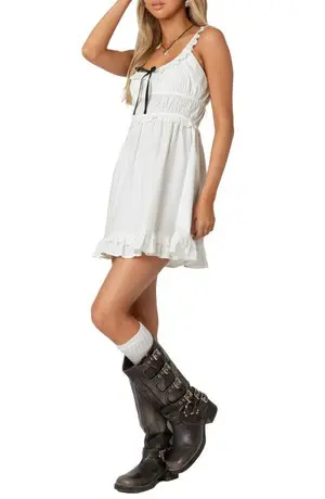 EDIKTED Eyelet Ruffle Minidress