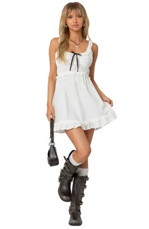 EDIKTED Eyelet Ruffle Minidress