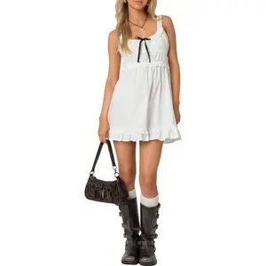 EDIKTED Eyelet Ruffle Minidress - White