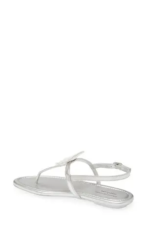 STUART WEITZMAN X Sandy Liang T-strap Slingback Sandal - Silver/white