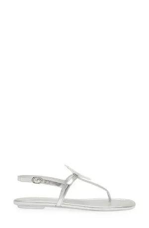 STUART WEITZMAN X Sandy Liang T-strap Slingback Sandal - Silver/white