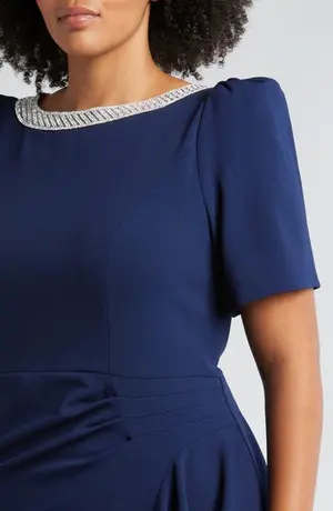Alex Evenings Embellished Ruffle Gown - Navy