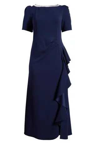 Alex Evenings Embellished Ruffle Gown - Navy