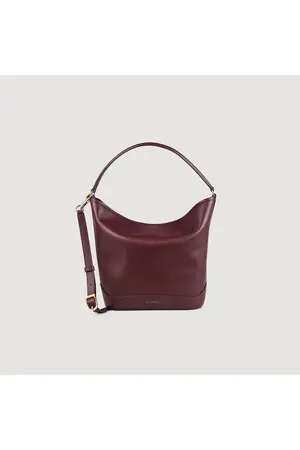 Sandro Sandro Leather Bucket Bag Burgundy