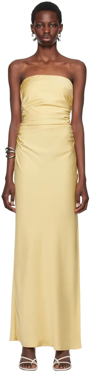 slim fit dress slacks Dreamer Strapless Dress in Golden main image 1