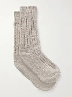 THE ELDER STATESMAN Yosemite Cashmere Socks - Neutrals