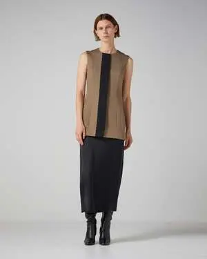 Veronica De Piante Gia Vest With Sep In Wool Twill - Mocha