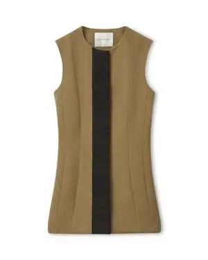 Veronica De Piante Gia Vest With Sep In Wool Twill - Mocha